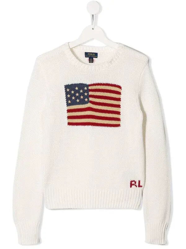 Ralph Lauren Embroidered Flag Pullover Sweater
