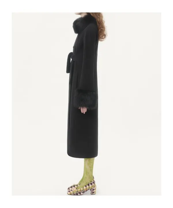 Valentino Garavani Faux Fur-trimmed Double-breasted Coat