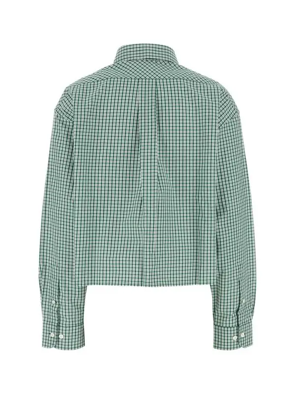 Miu Miu Checked Cropped Poplin Shirt - Gray