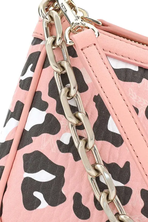 Mcm Leopard Printed Chain-linked Mini Shoulder Bag