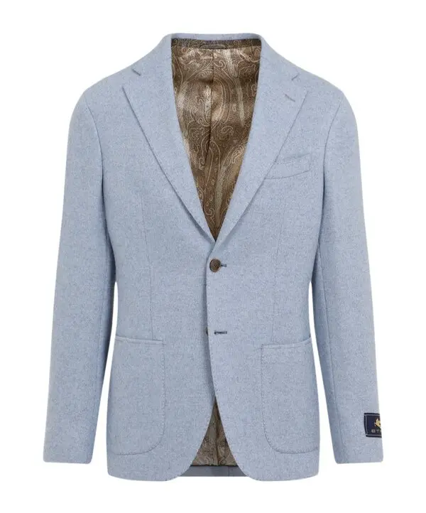 Etro Logo Patch Single-breasted Blazer - Light Blue