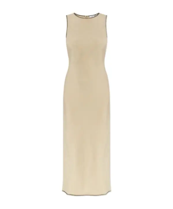 SAMSOE SAMSOE Sleeveless Contrast Stitch Maxi Dress - Nude