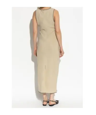 SAMSOE SAMSOE Sleeveless Contrast Stitch Maxi Dress - Nude