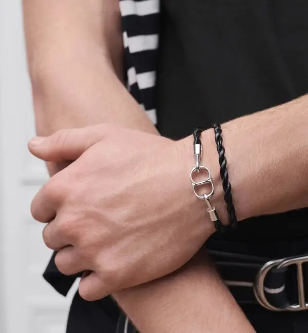 Dior Cd Icon Woven Double Bracelet - Black