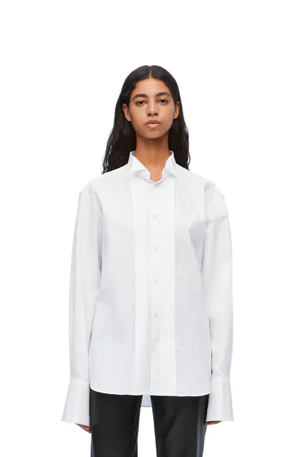 Loewe Pleated Cotton Shirt - White