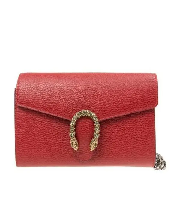 Gucci Dionysus Leather Mini Chain Bag - Red