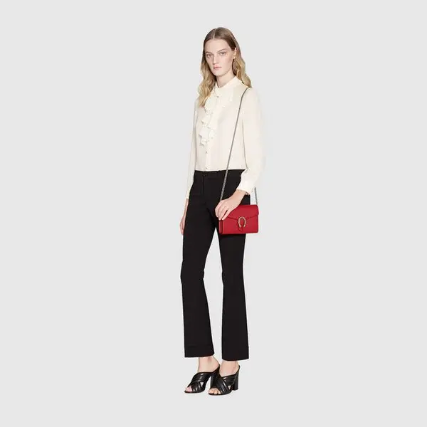 Gucci Dionysus Leather Mini Chain Bag - Red
