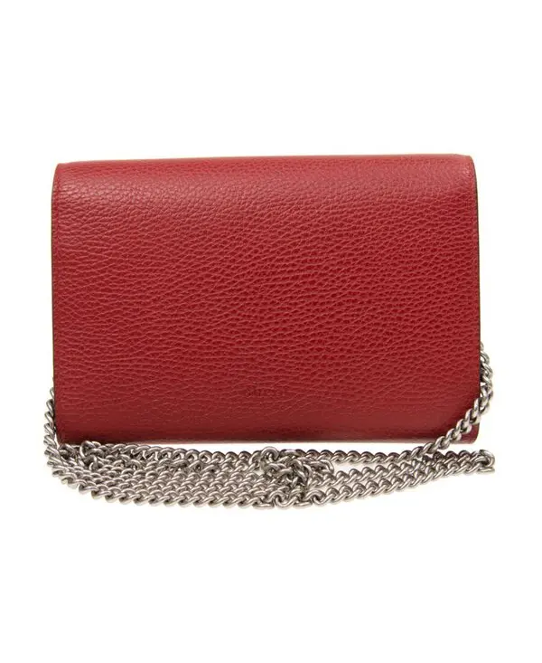 Gucci Dionysus Leather Mini Chain Bag - Red