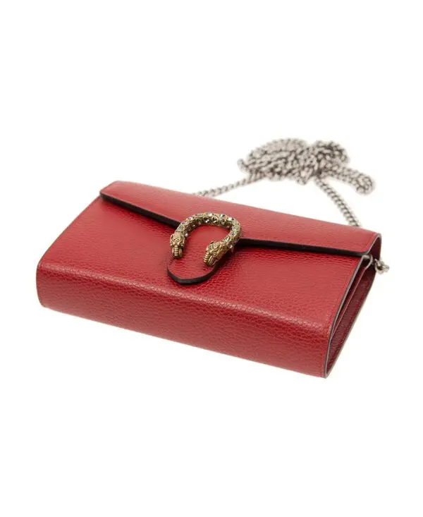 Gucci Dionysus Leather Mini Chain Bag - Red
