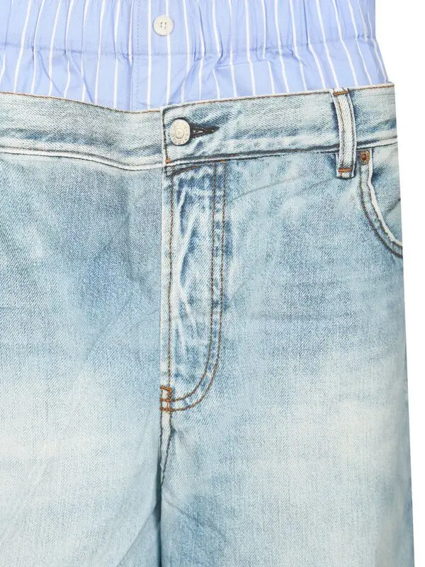 Acne Studios Relaxed Fit Trompe L'oeil Print Trousers - Light Blue