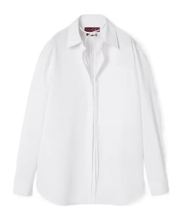 Gucci Embossed Logo Long Sleeve Shirt With Tie Detail