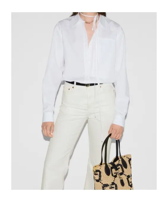 Gucci Embossed Logo Long Sleeve Shirt With Tie Detail
