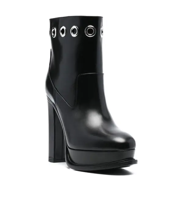 Alexander McQueen Eyelet Detailed Platform Boots