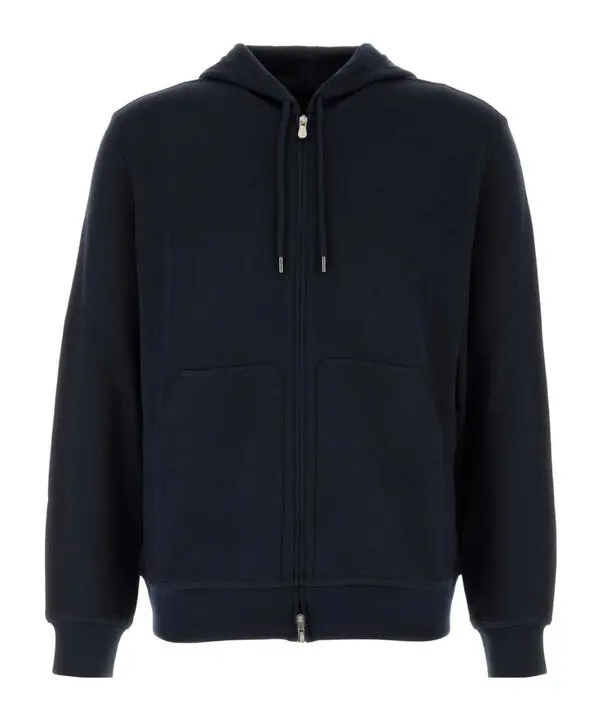 Brunello Cucinelli French Terry Hooded Sweatshirt - Navy Blue