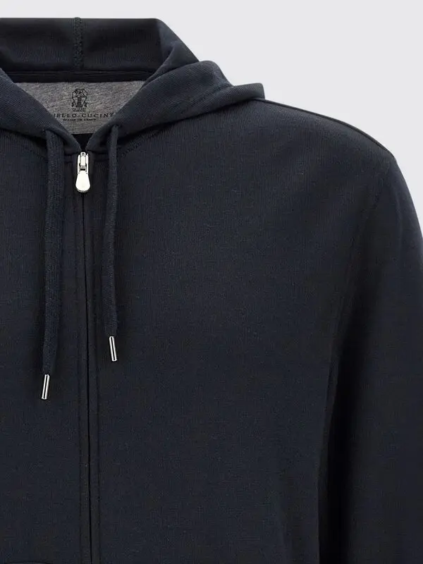 Brunello Cucinelli French Terry Hooded Sweatshirt - Navy Blue