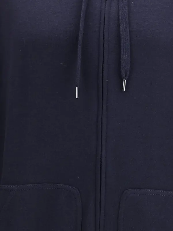 Brunello Cucinelli French Terry Hooded Sweatshirt - Navy Blue