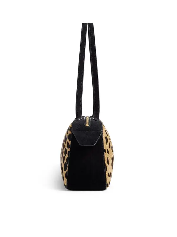 Khaite Simona Leopard-printed Shoulder Bag - Camel Black