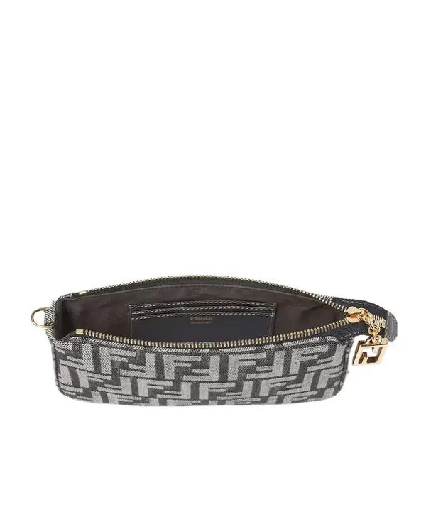 Fendi Baguette Ff Jacquard Pouch - Gray