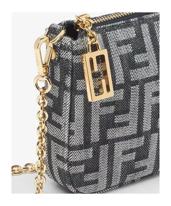 Fendi Baguette Ff Jacquard Pouch - Gray
