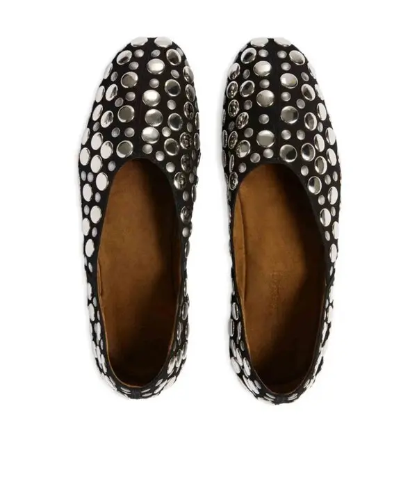 Khaite Flat Ballet Shoes With Metal Studs - Black