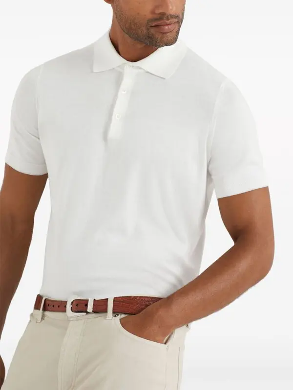 Brunello Cucinelli Fine Knit Polo Shirt - White
