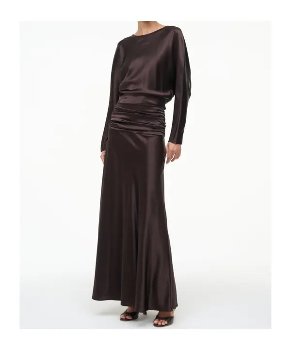Staud Long Sleeve Ruched Maxi Dress