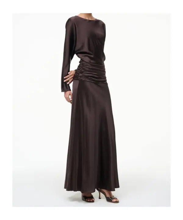 Staud Long Sleeve Ruched Maxi Dress