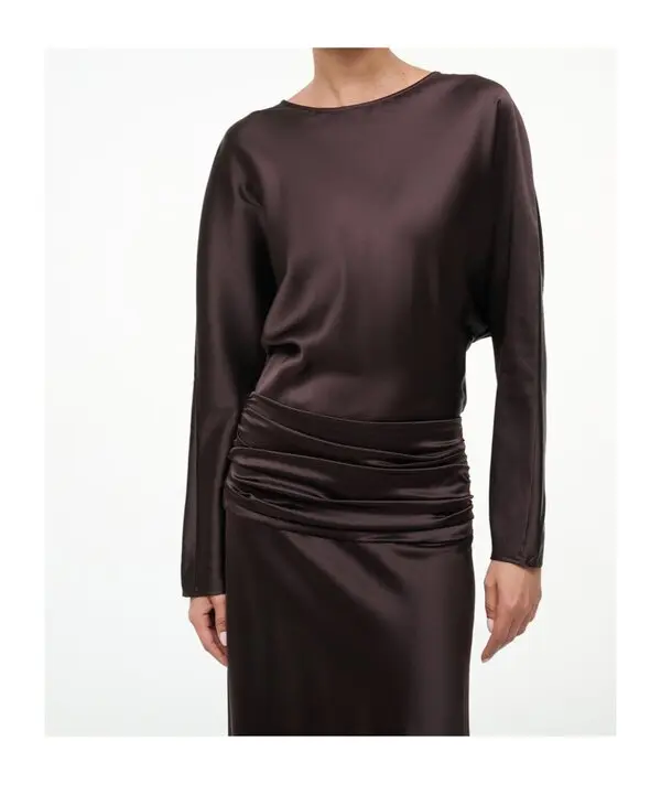 Staud Long Sleeve Ruched Maxi Dress