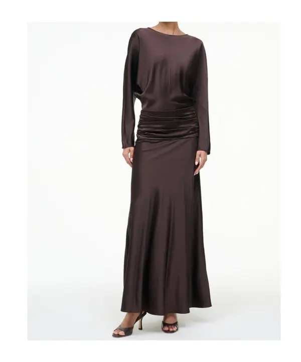 Staud Long Sleeve Ruched Maxi Dress