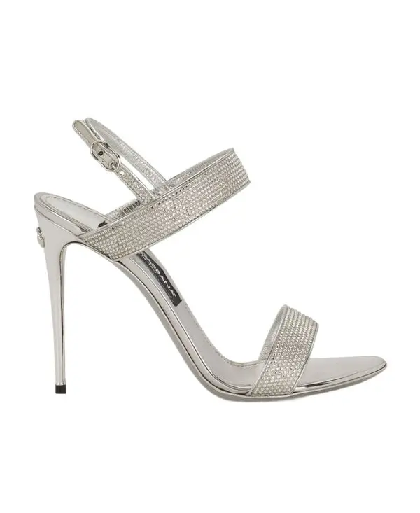 Dolce & Gabbana Metallic Embellished Stiletto Sandals - Gray