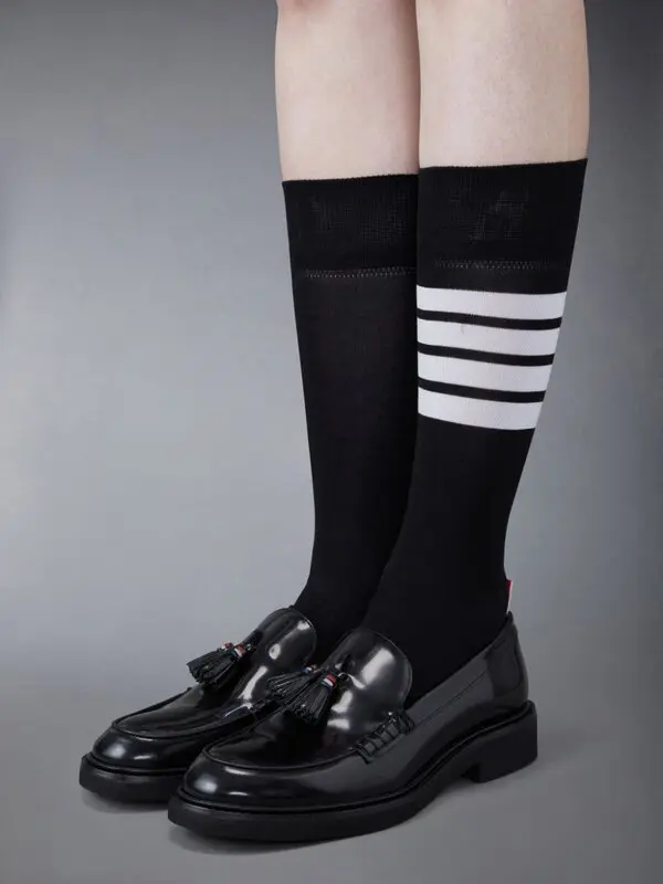 Thom Browne Round Toe Slip-on Loafers - Black