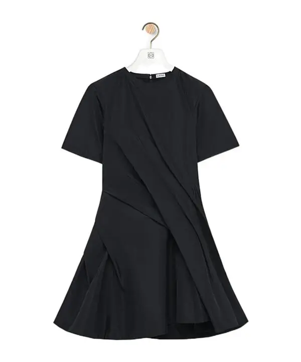 Loewe Draped Short-sleeved Dress - Black