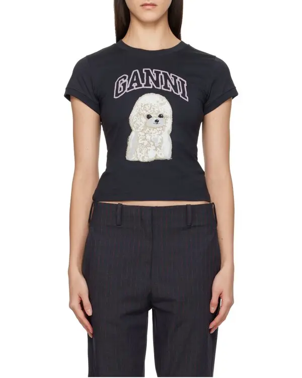 GANNI Poodle Graphic T-shirt - Black
