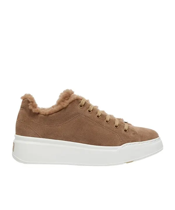 Max Mara Round Toe Lace-up Sneakers - Hazelnut Brown