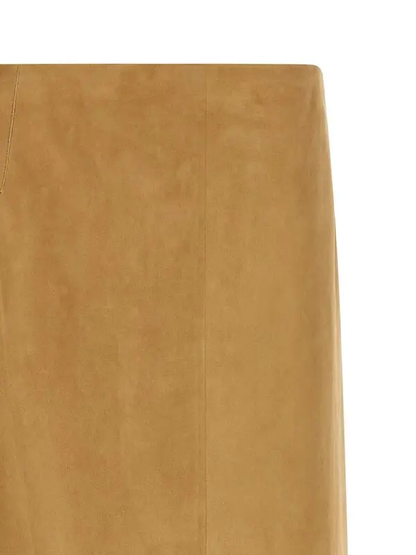 THE ROW Suede High-waist Midi Skirt - Brown