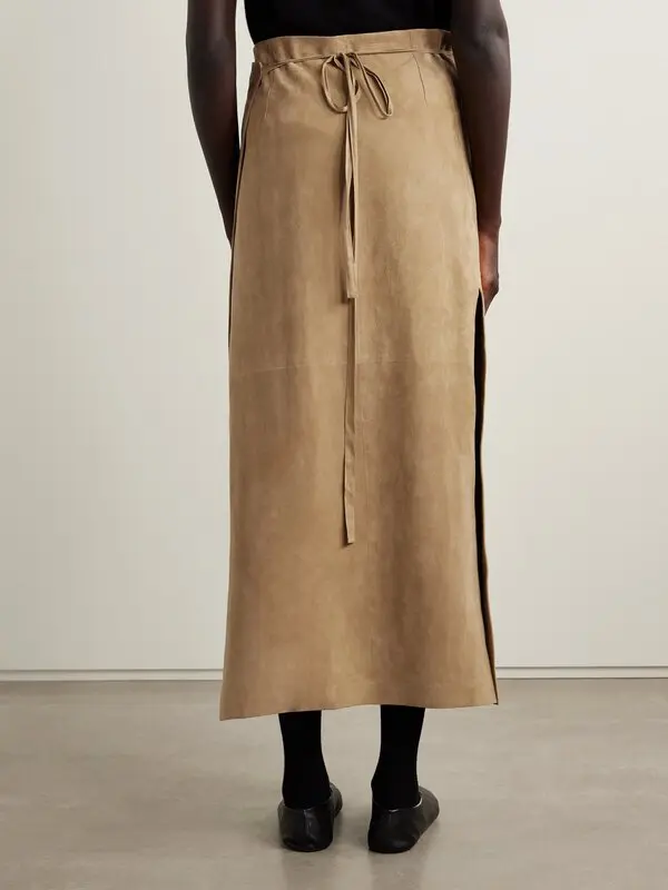 THE ROW Suede High-waist Midi Skirt - Brown