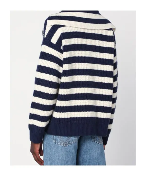 Bottega Veneta V-neck Striped Knit Jumper - Blue