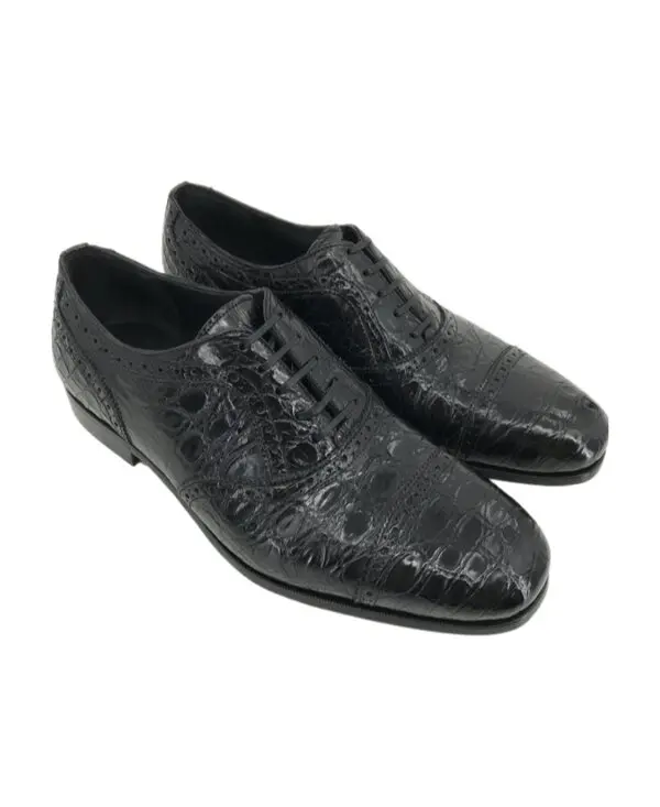 FERRAGAMO Embossed Leather Lace-up Oxford Shoes