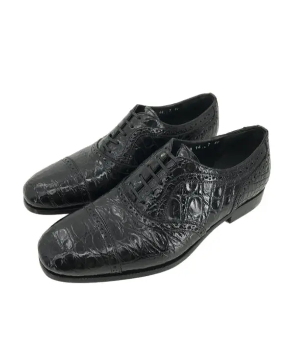 FERRAGAMO Embossed Leather Lace-up Oxford Shoes