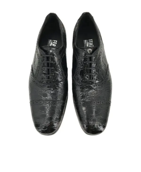 FERRAGAMO Embossed Leather Lace-up Oxford Shoes