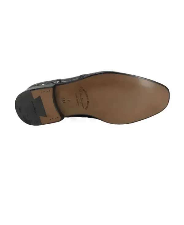 FERRAGAMO Embossed Leather Lace-up Oxford Shoes