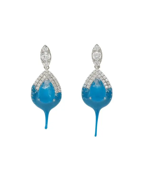 Ottolinger Dipped Diamond Earrings - Silver/royal Blue