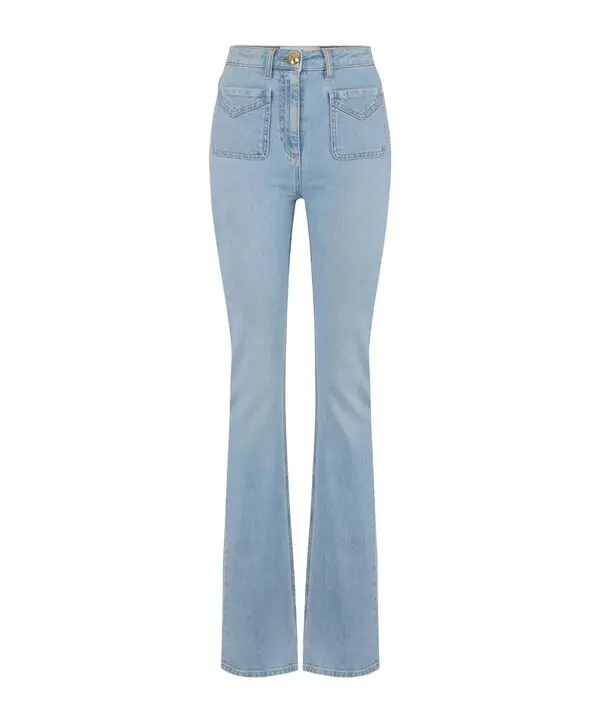 Elisabetta Franchi Flared Jeans With Metal Button Detail