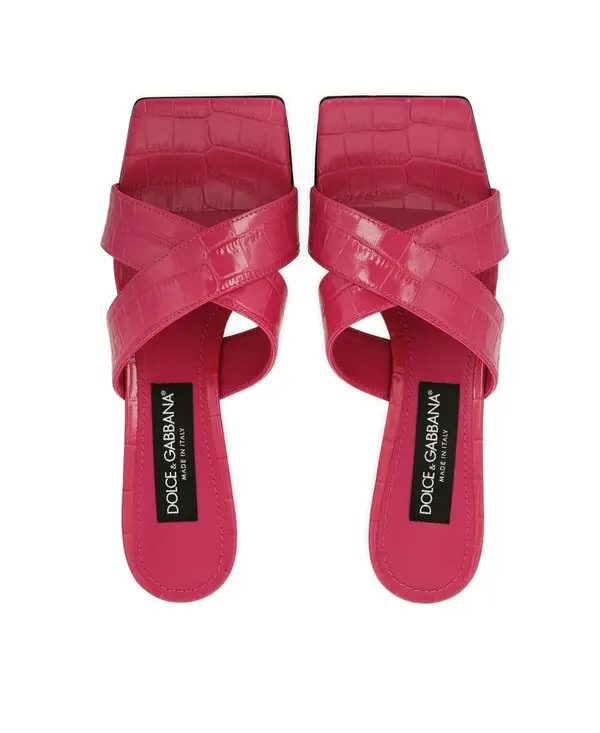 Dolce & Gabbana Logo Plaque Embossed Mules