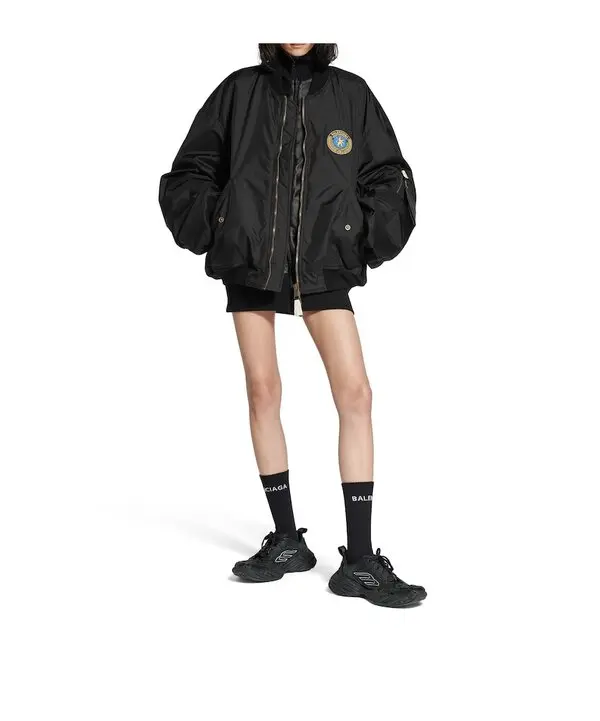 Balenciaga Large-fit Bomber Jacket With Patch Detail