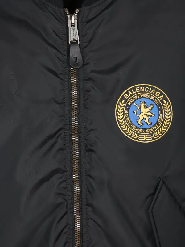 Balenciaga Large-fit Bomber Jacket With Patch Detail