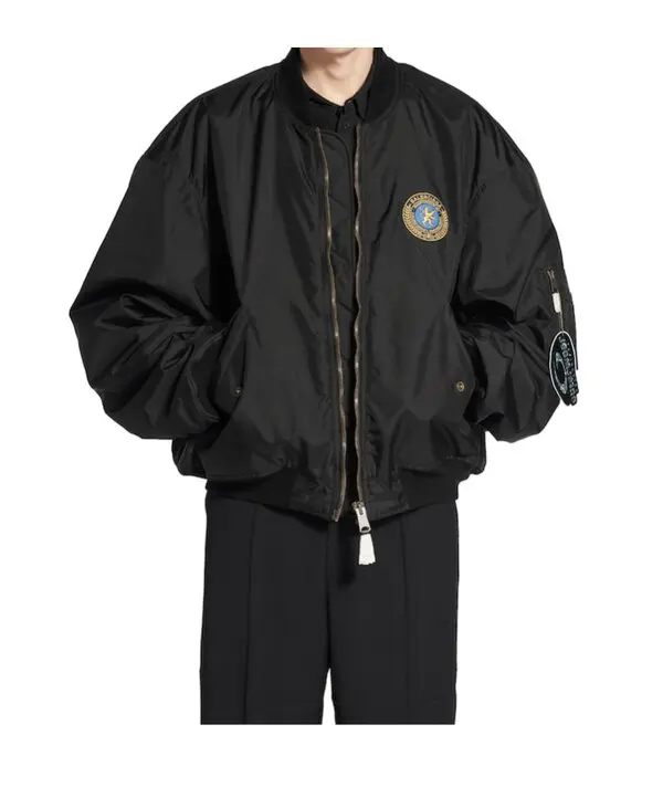Balenciaga Large-fit Bomber Jacket With Patch Detail