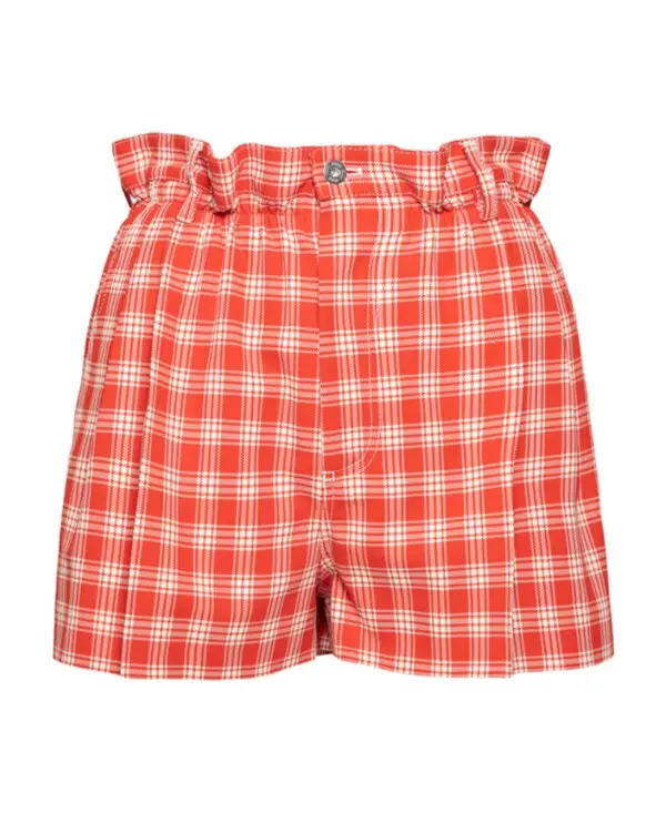 Miu Miu Plaid Paperbag Waist Shorts