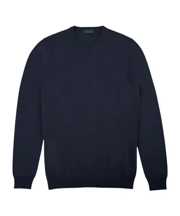 ZANONE Classic Crew Neck Cotton Sweater - Blue