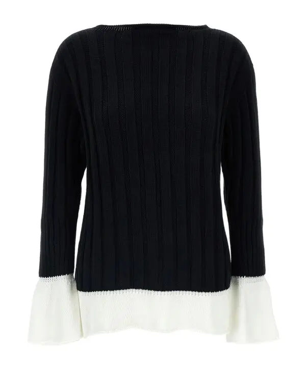 Issey Miyake Behind The Scenes" Flounced Edge Sweater - White/black